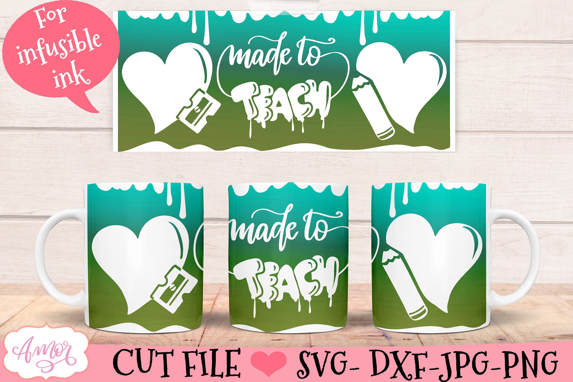 Made to Teach Mug SVG, Teacher Appreciation Svg, Cutting Files for 12oz ...