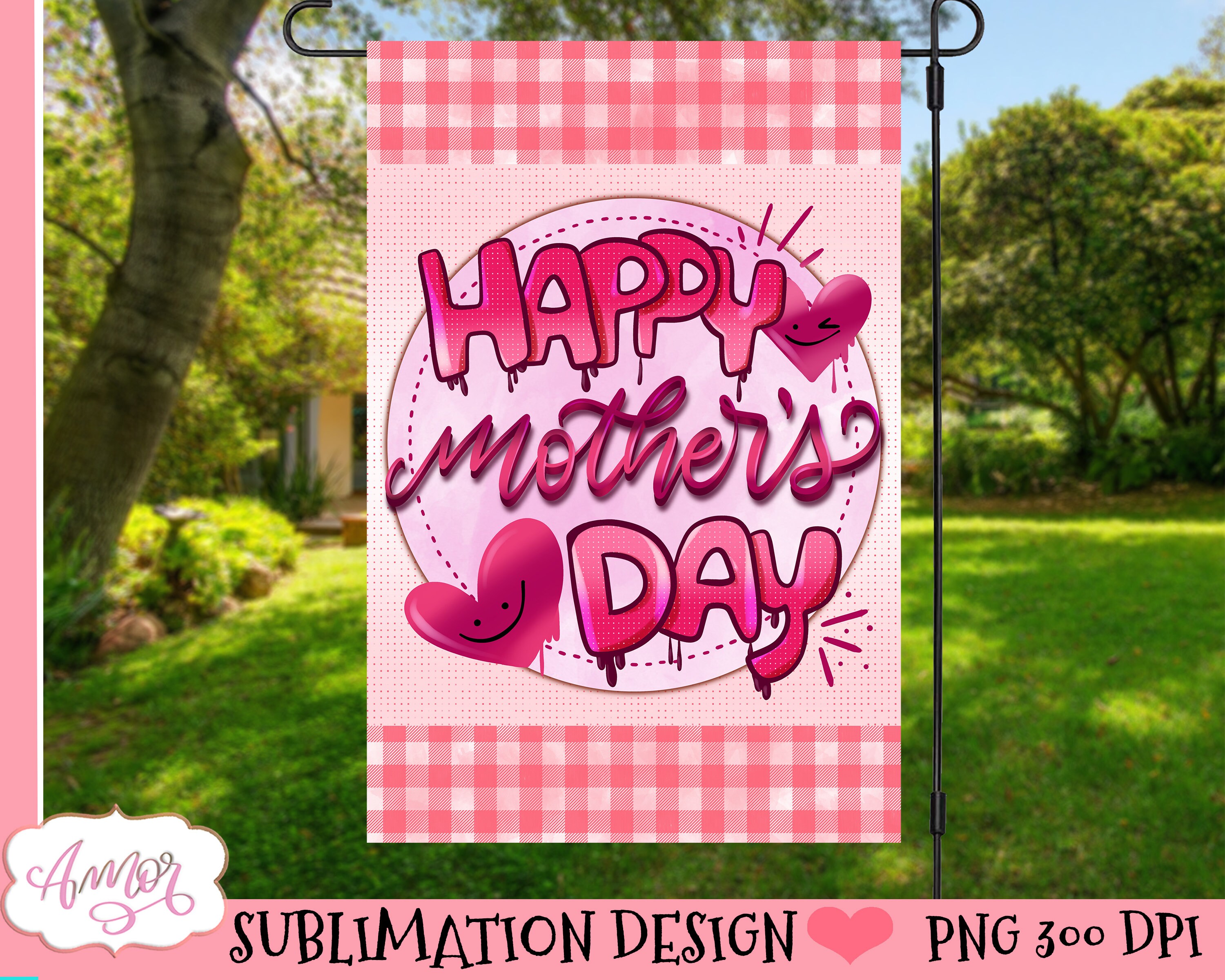 Happy Mothers Day Garden Flag PNG for Sublimation Design Mom - Etsy