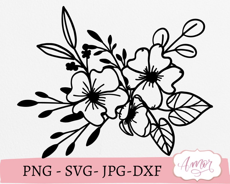 SVG Line Flower Flower Illustration Vector Svg Floral | Etsy