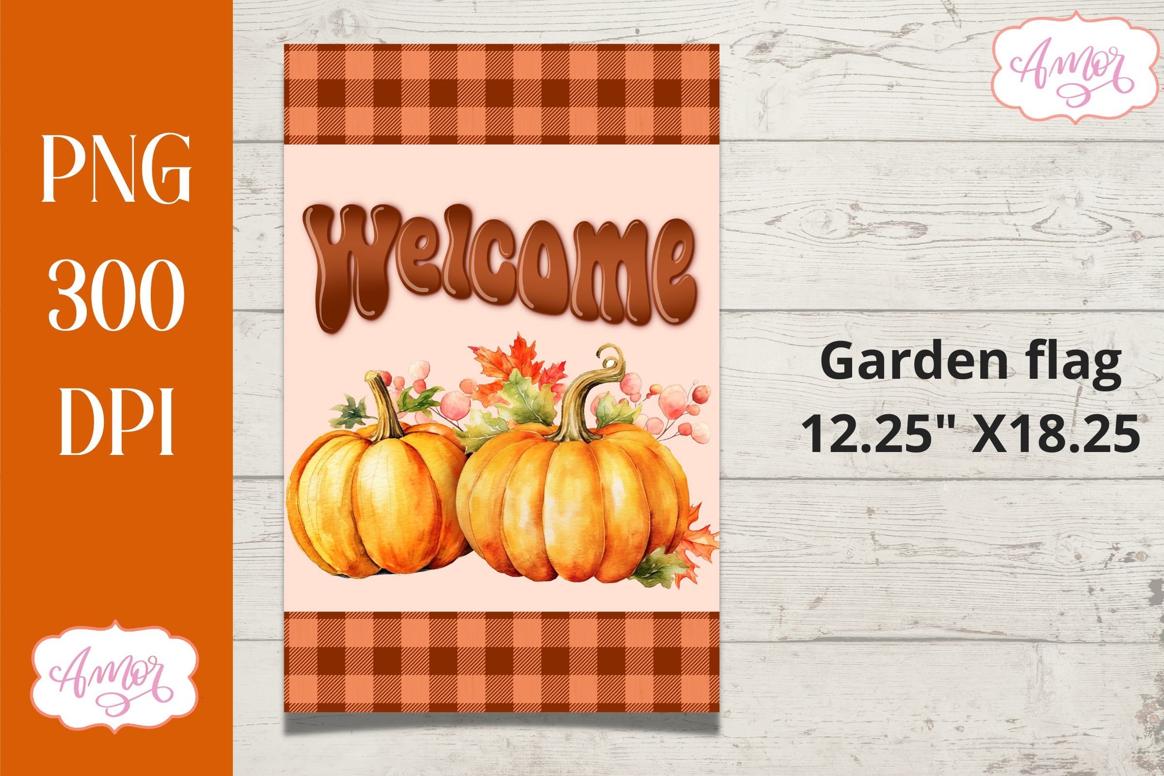 Welcome Fall Garden Flag PNG for Sublimation Design Autumn - Etsy