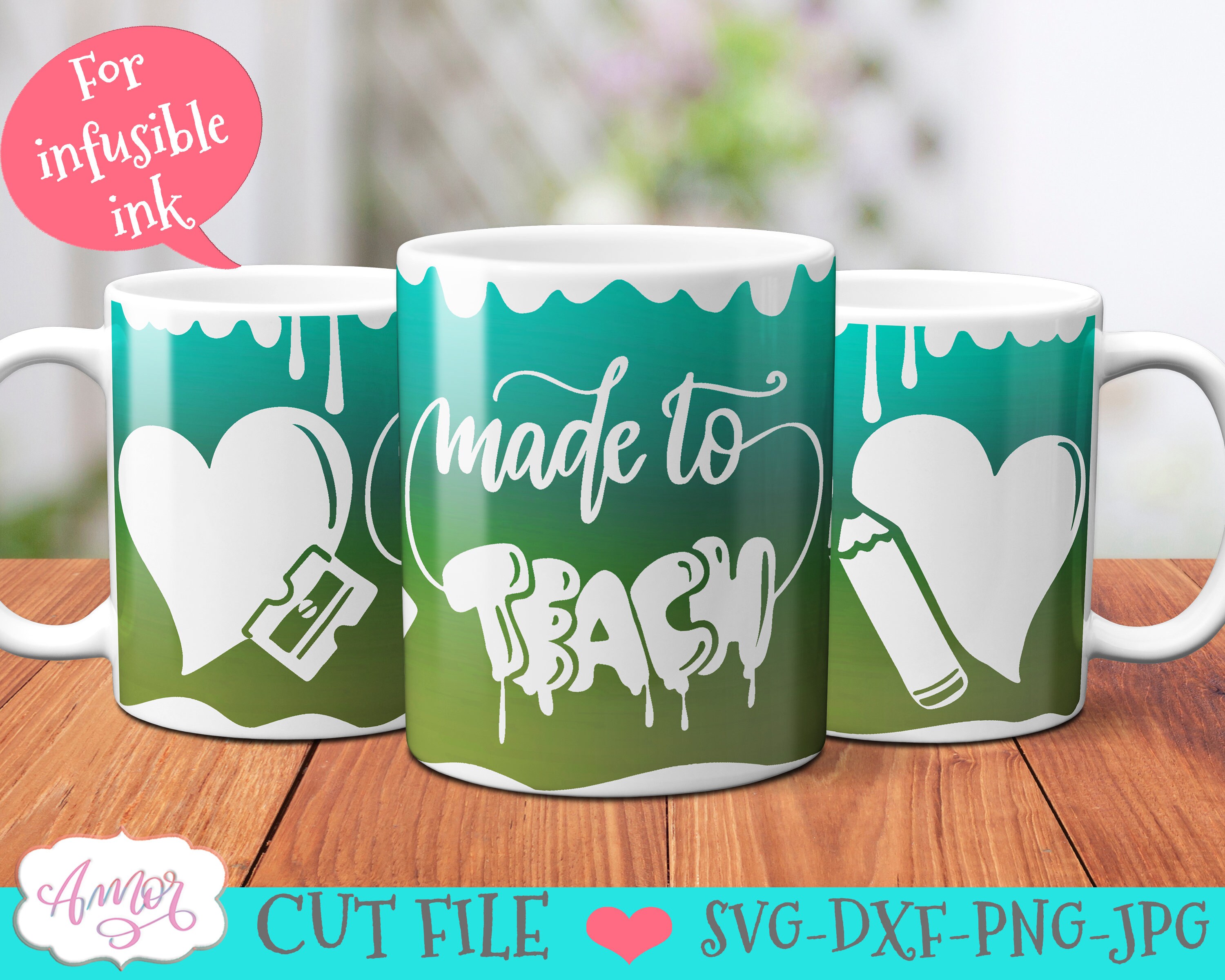 Made to Teach Mug SVG, Teacher Appreciation Svg, Cutting Files for 12oz ...