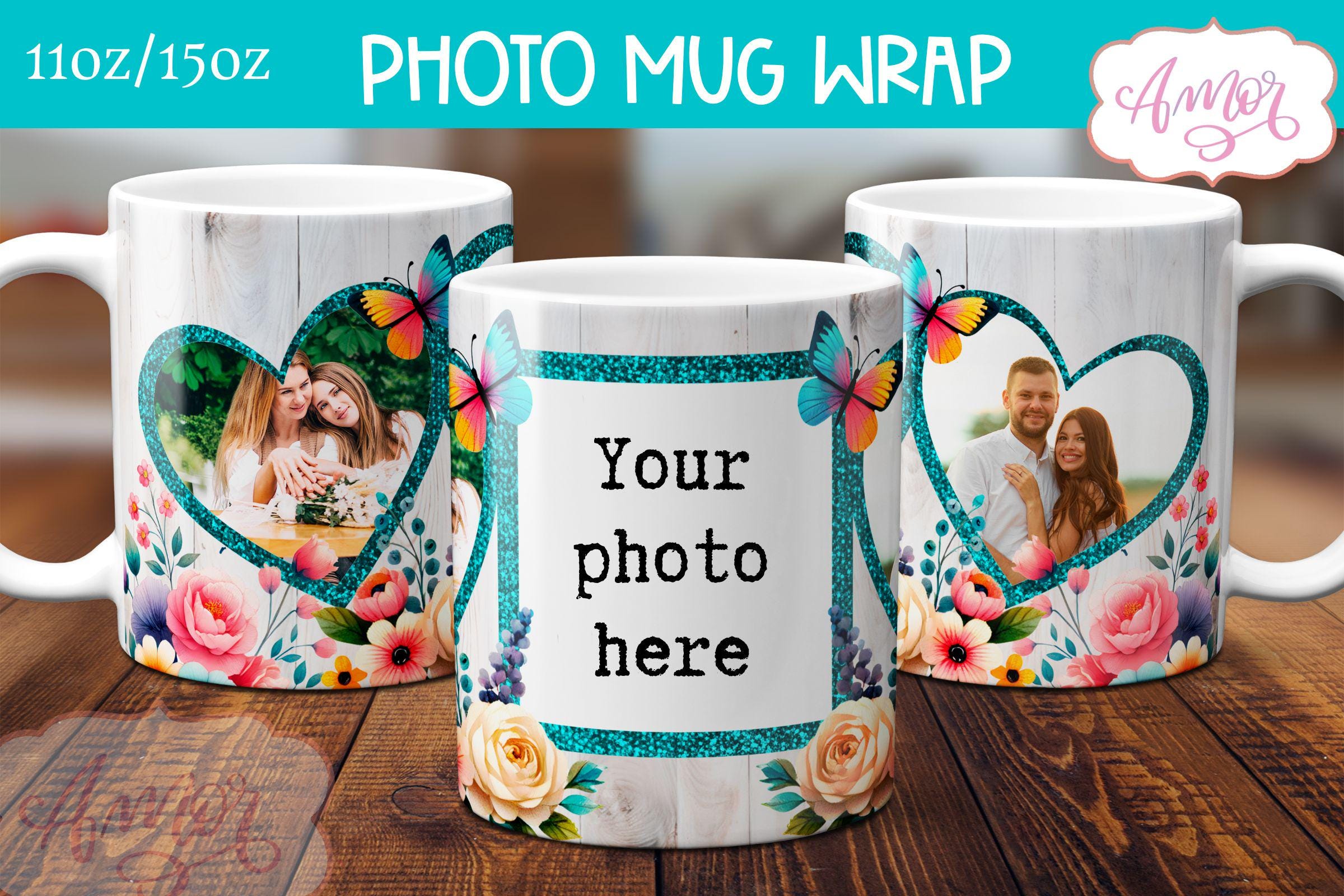 DIGITAL DOWNLOAD Floral Photo Mug Template Bundle: Watercolor Flower ...