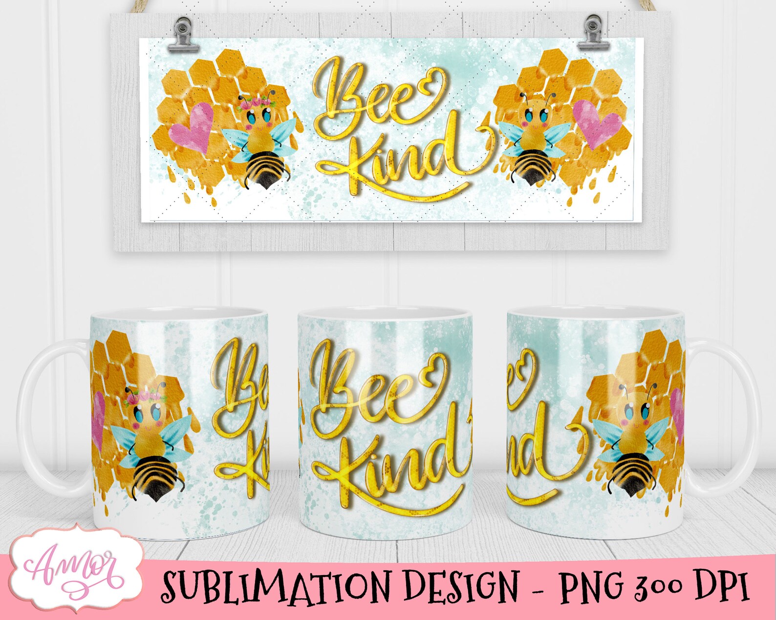 Bee Mug Sublimation Designs BUNDLE Bees Mug Wrap Coffee Mug - Etsy