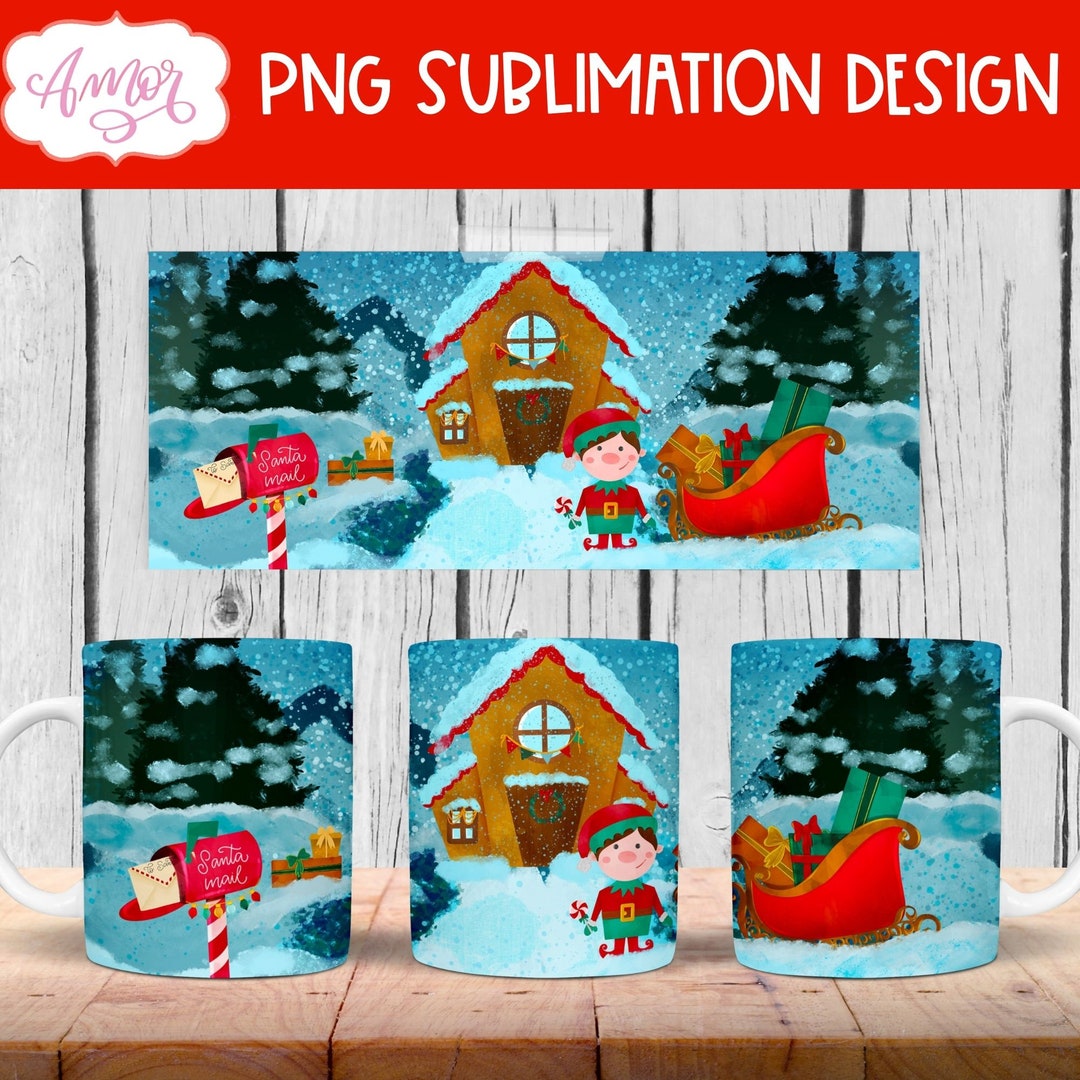Cute Christmas Elf Mug PNG Sublimation Design, Holidays Full Mug Wrap ...