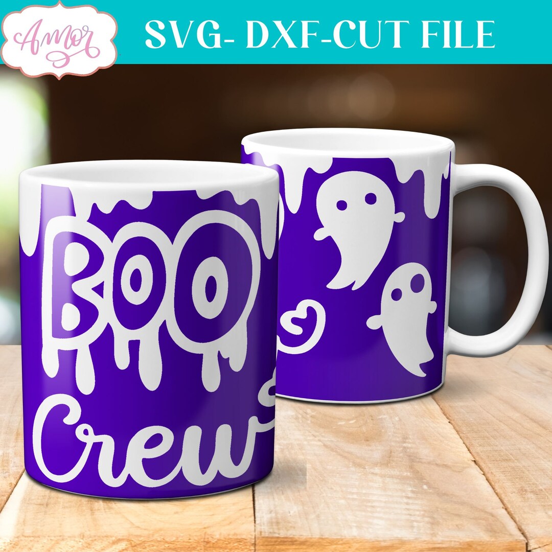 Boo Crew Mug SVG, Halloween Mug Wrap Svg, Cute Ghosts Cut File for 12oz ...