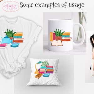 Hand Drawn Library Clipart, Books and Reading Clipart, Books Clipart ...