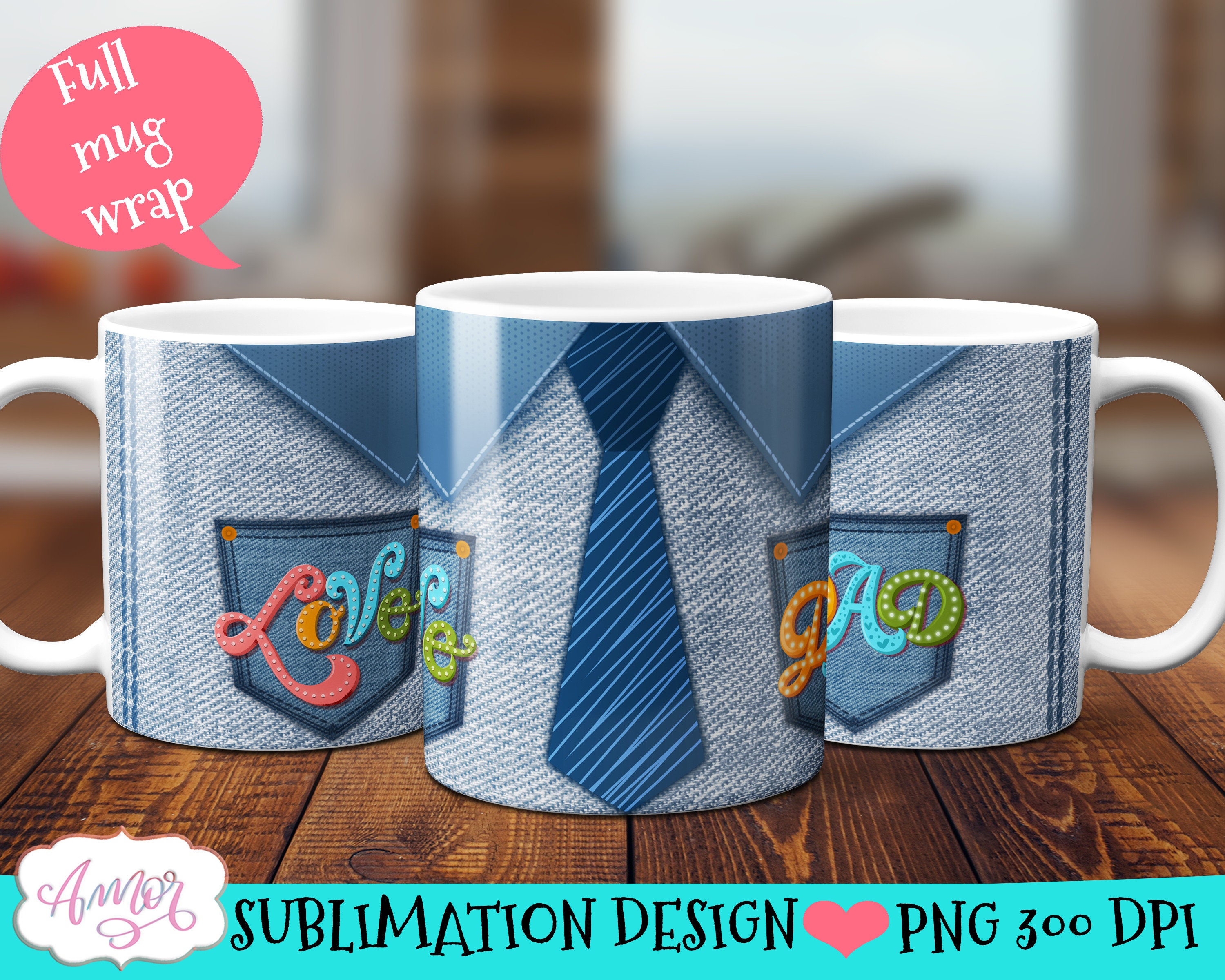 Bundle of 12 Father's Day Mug Templates for Sublimation, Customizable ...