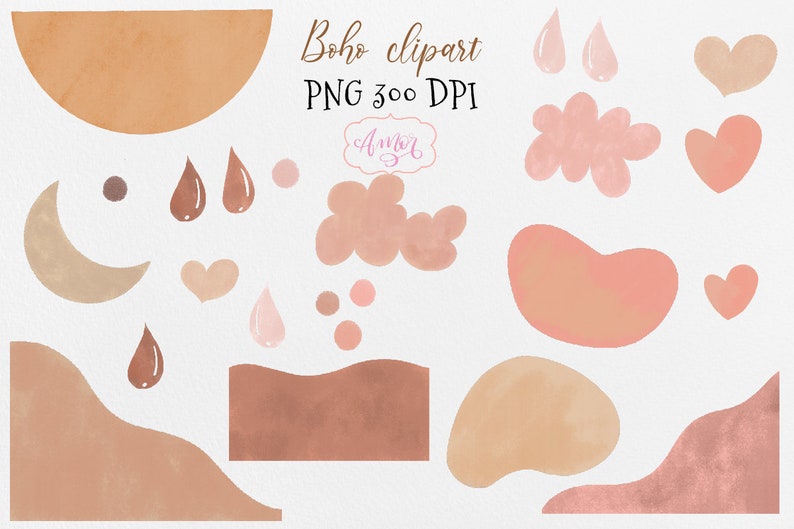 Boho Rainbow Clip Art Bundle Trendy Png Designs for - Etsy