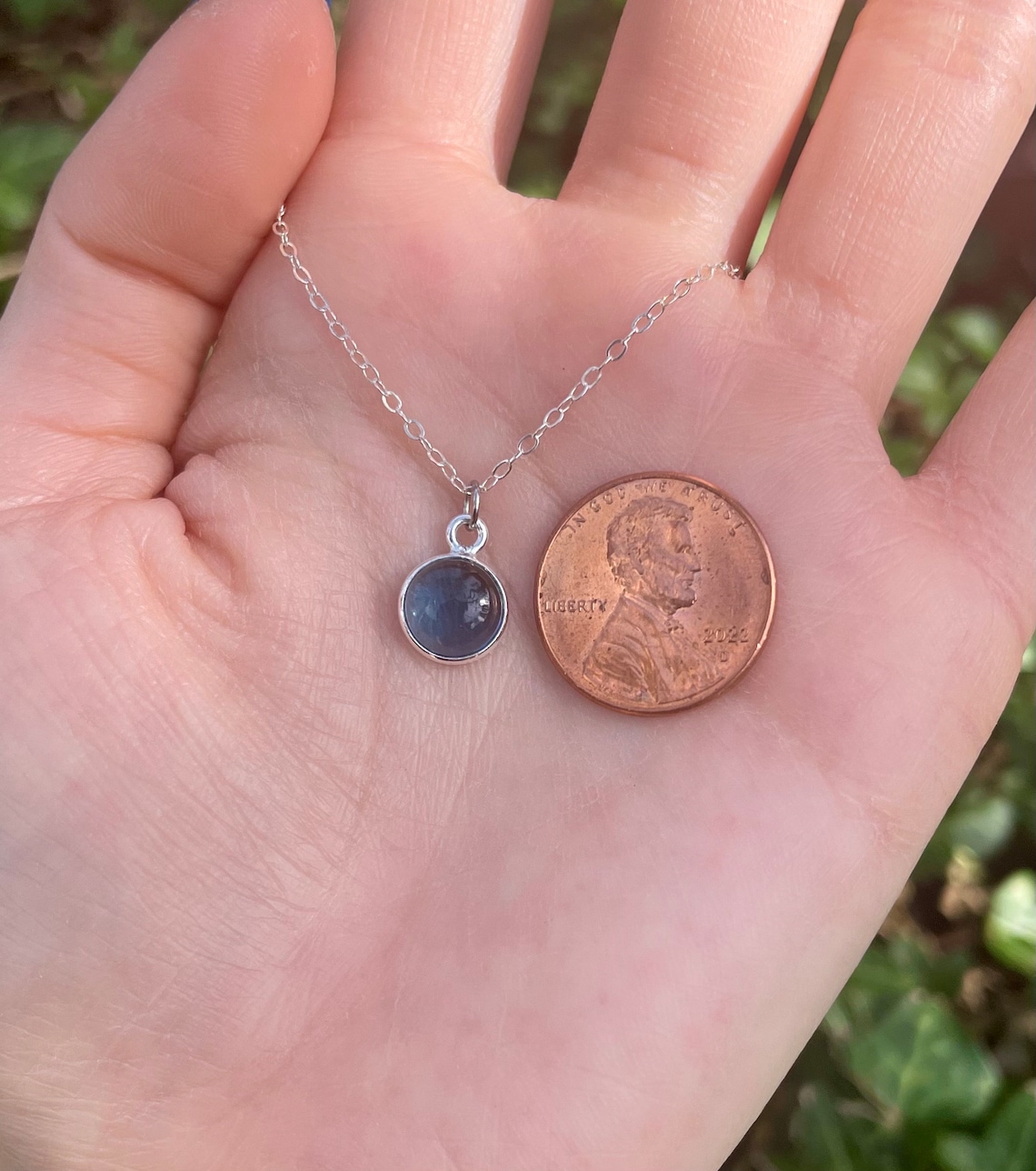 Dainty Iolite Sterling Silver Necklace - Etsy