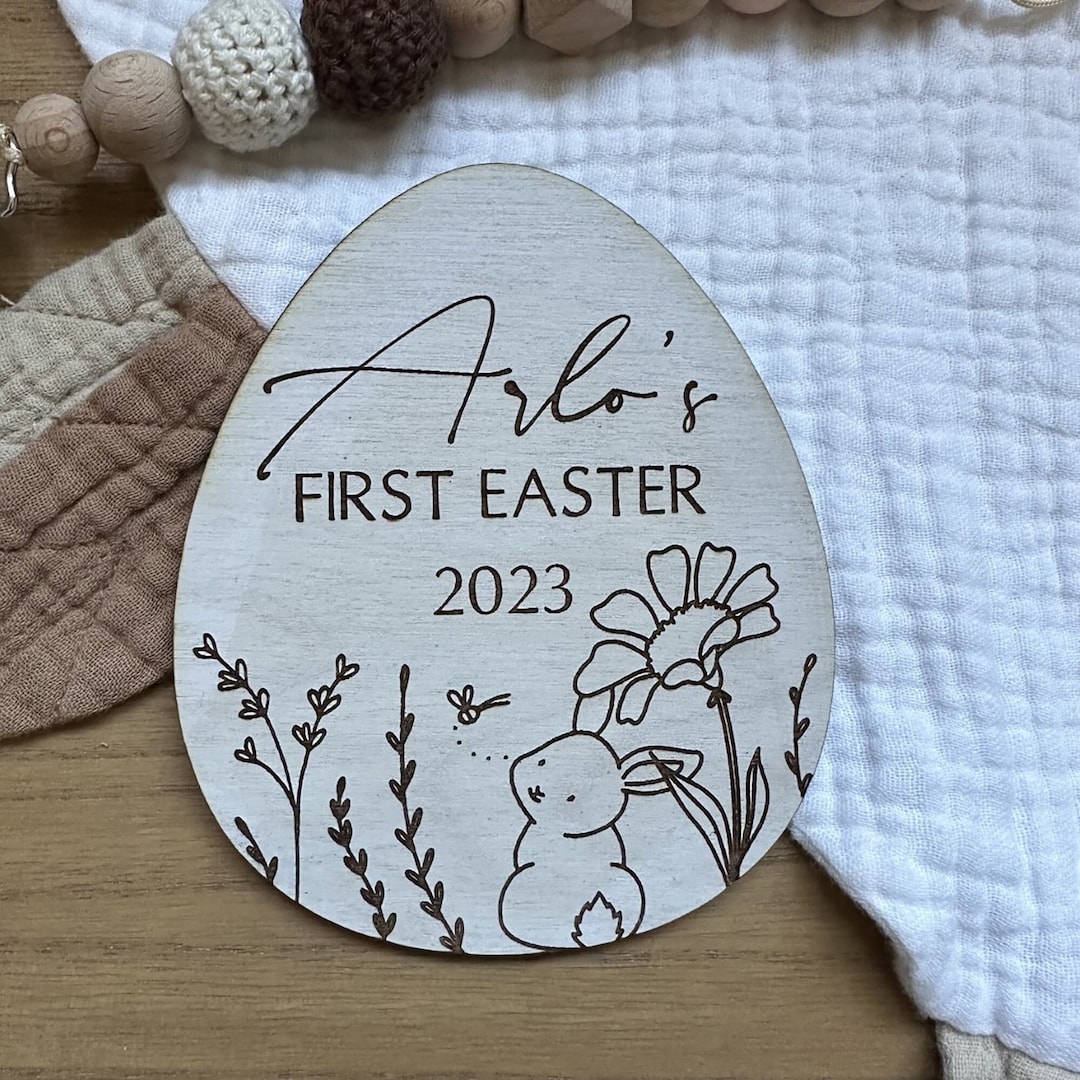 Baby's First Easter Name Plaque | First Easter Baby Sign | Baby Photo ...
