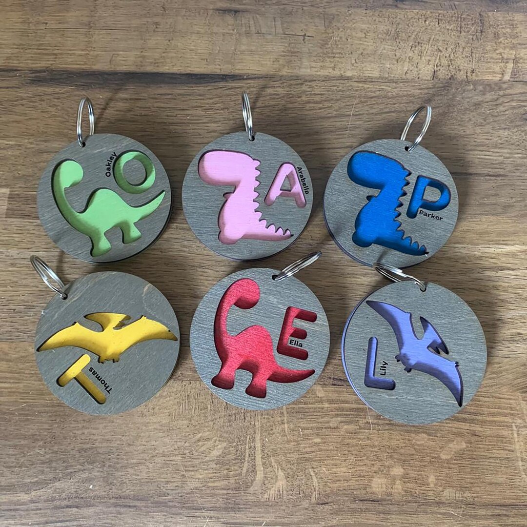 Dinosaur School Bag Tag | Kids Dino Book Bag Tag | Kids Name Tag for ...