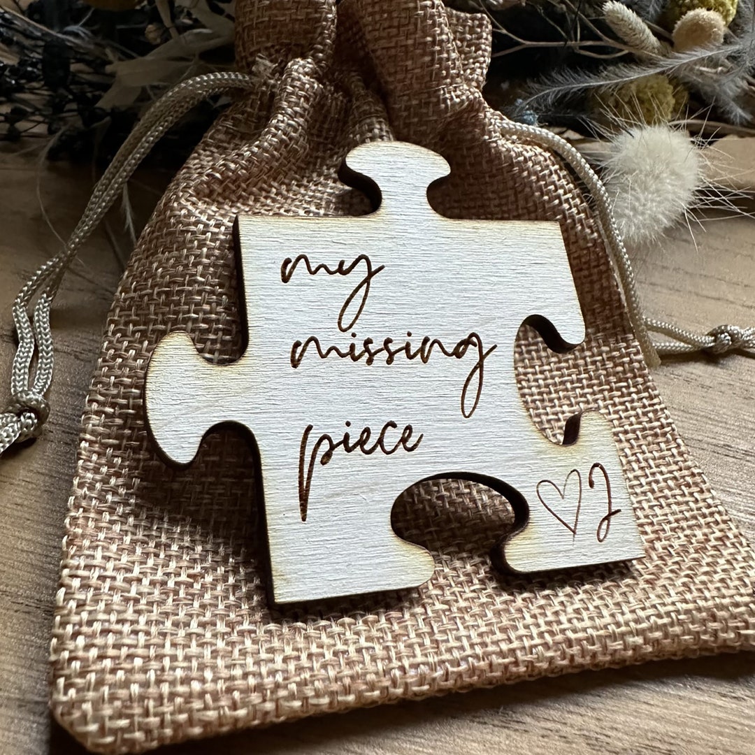 My Missing Piece | Engraved Wooden Puzzle Piece | Personalised Initials ...