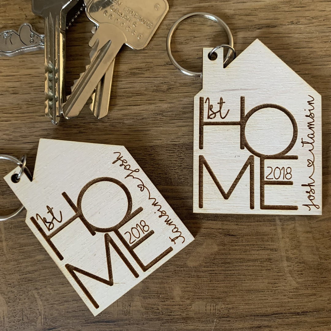 Set of 2 Personalised Keyrings | First Home Gift | New Home Gift ...