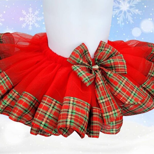 Christmas Tutu / Green and Red Plaid With Metallic Gold / Size 0-6m to ...
