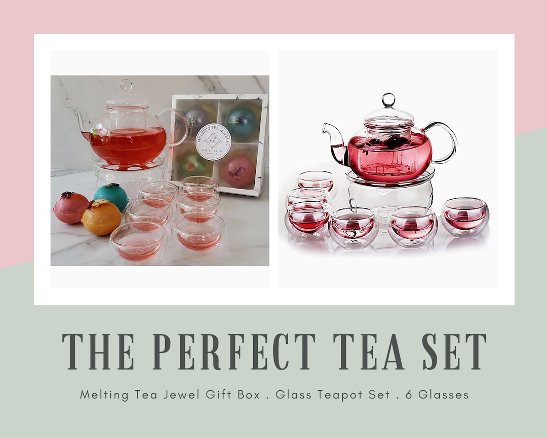 Melting Tea Jewels Tea Pot Gift Set, Tea Bombs, Tea Jewels & Teapot ...