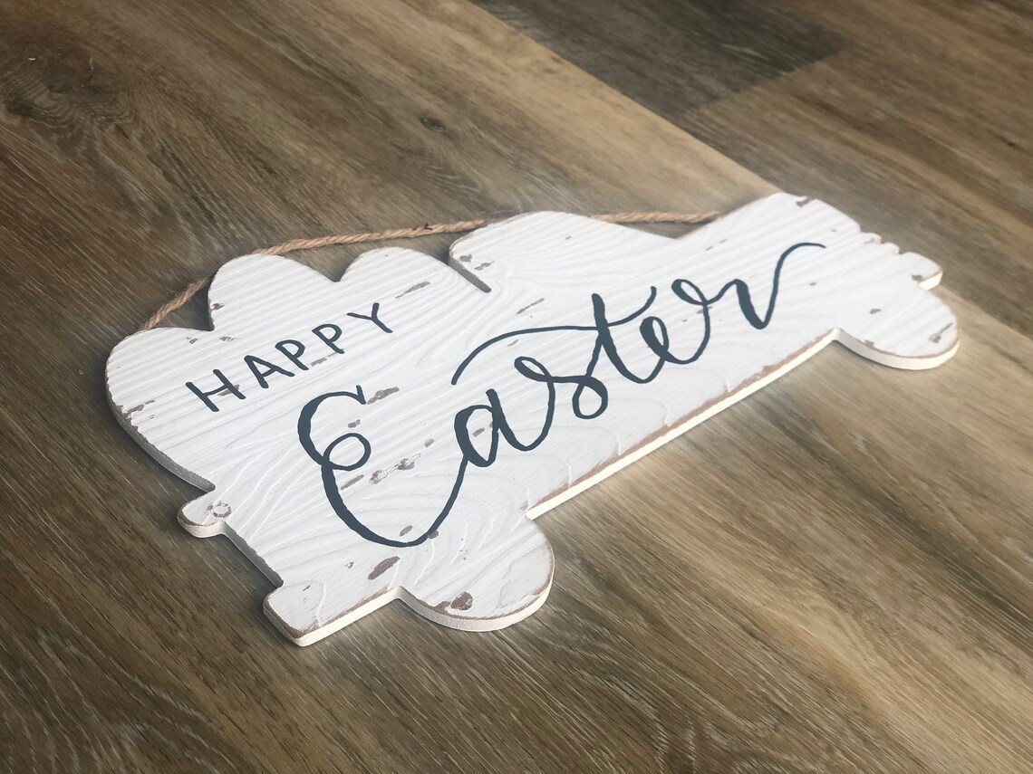 Happy Easter Hand Lettered Wood Sign Farmhouse Spring Home | Etsy