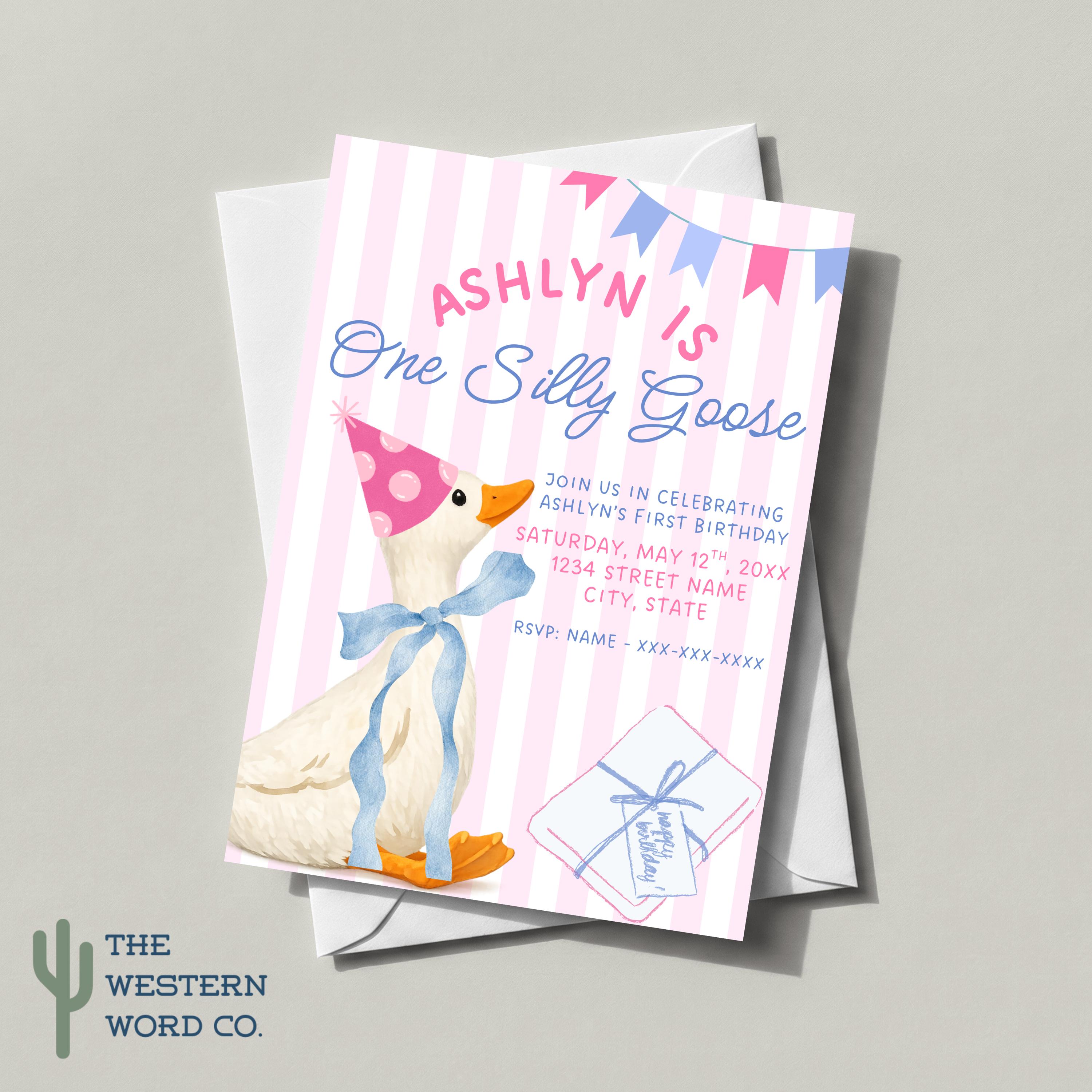 Silly Goose Birthday Banner Template, Editable Canva Backdrop ...