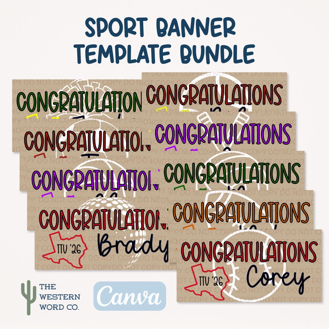 Editable Sport Banner Template Bundle, Multiple Designs, 36x72" Sign ...