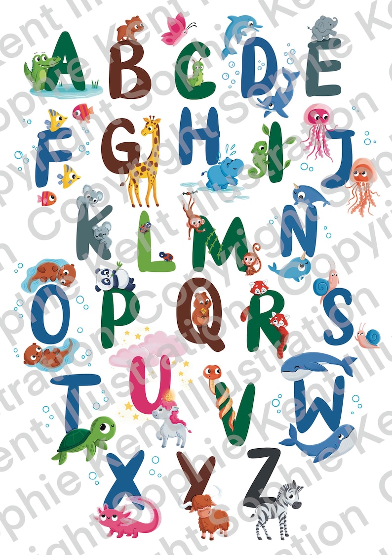 Alphabet Animal ABC Poster, Classroom Decor, Educational Art, Playroom ...
