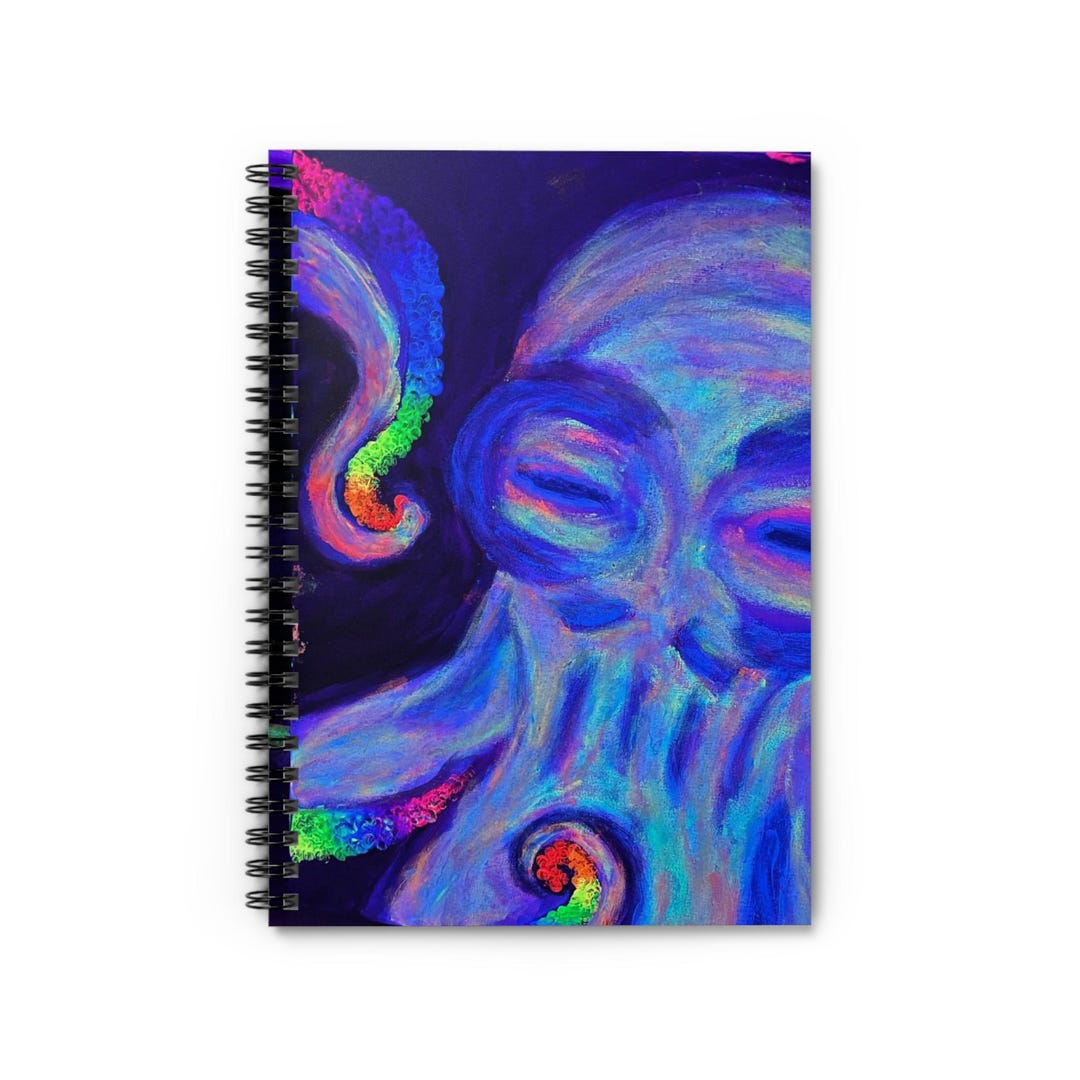 Spiral Notebook Ruled Line Rainbow Octopus - Etsy