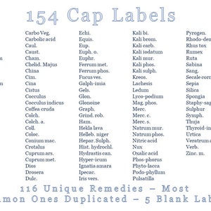 Homeopathy Tube Labels for Storage | Boiron, Ollois Remedy Cap Labels ...