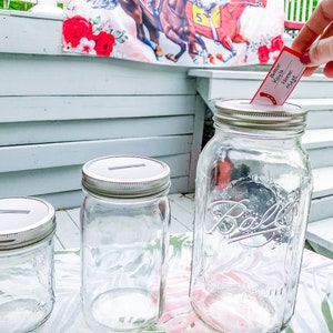 Slotted Top Fits Wide Mouth Mason Jar | Tip Jar, Raffle Tickets, Coin ...