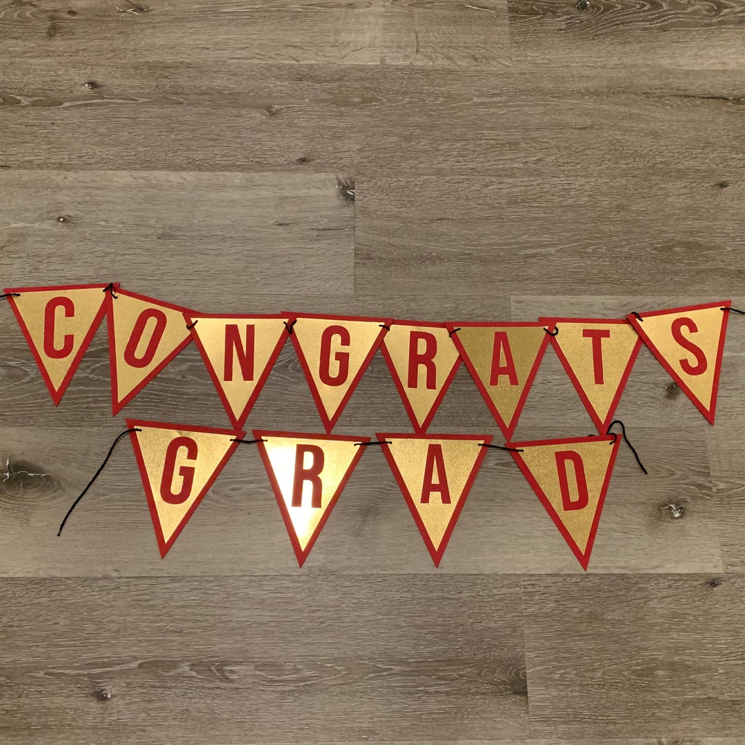 Congrats Grad Banner Triangle Shape Banner Graduation Banner Custom ...
