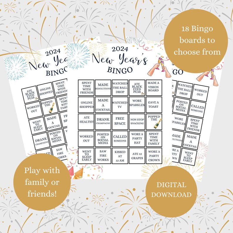 NEW YEARS EVE Bingo Boards | New Year’s Party Game - Etsy