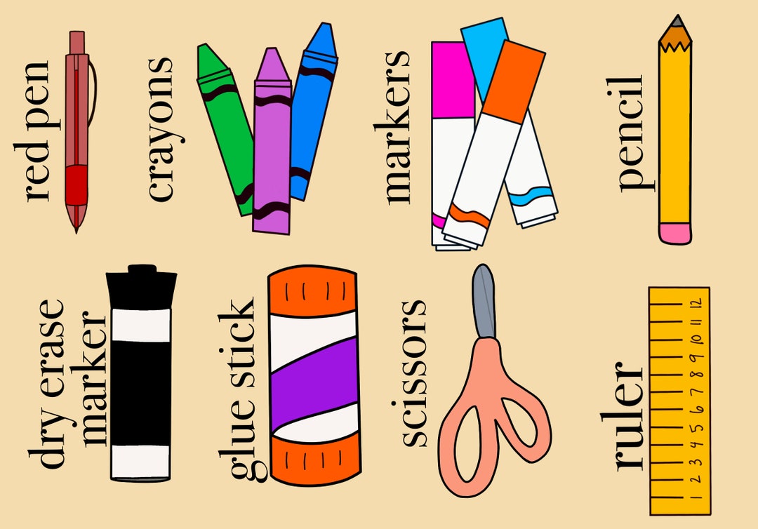 School Supply Images | School Supply Visuals | Digital Download ...