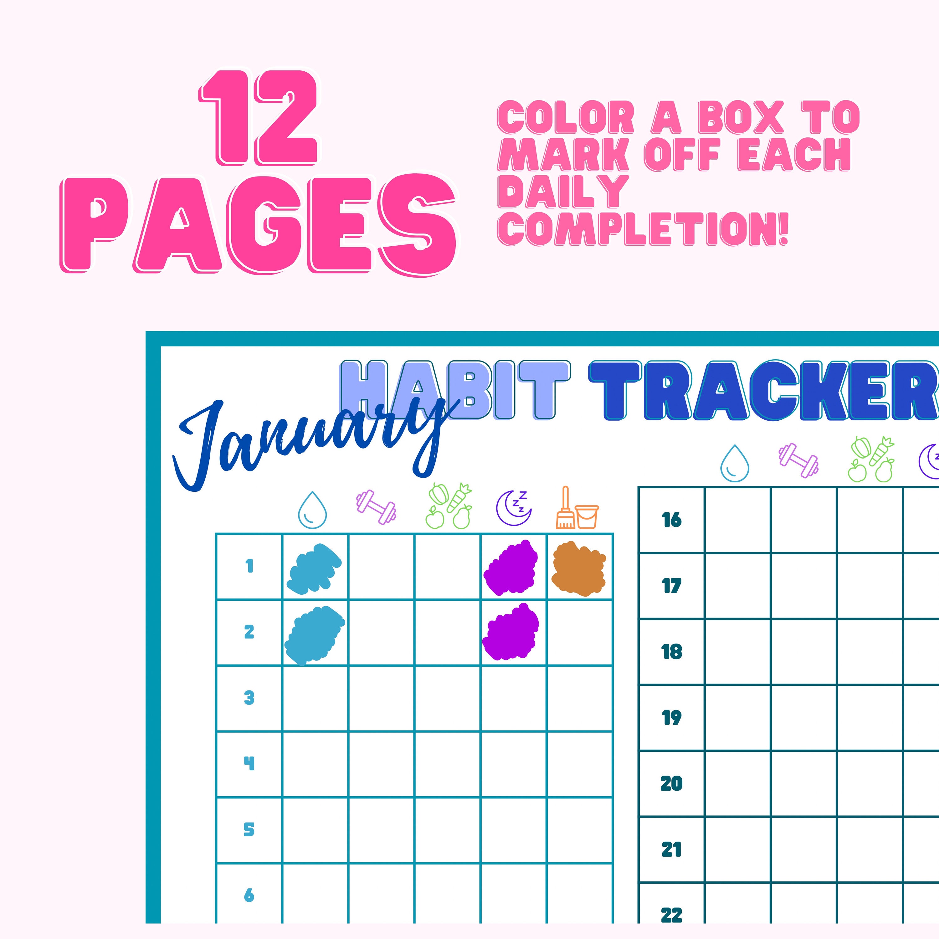 DAILY HABIT TRACKER 2024 Habit Tracking Calendars - Etsy