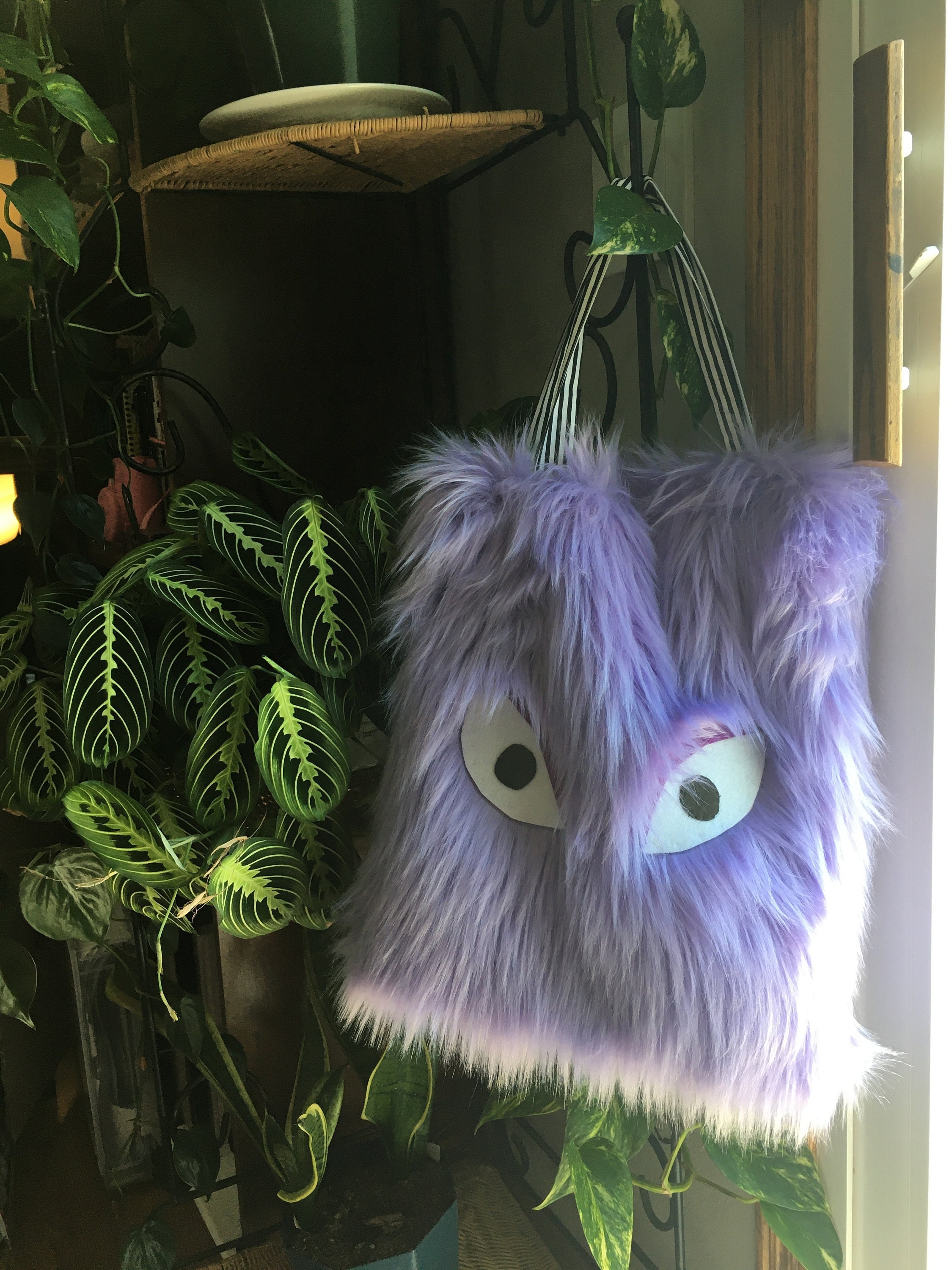 Weirdcore Handmade Furry Purple Monster Eyes Tote Bag - Etsy