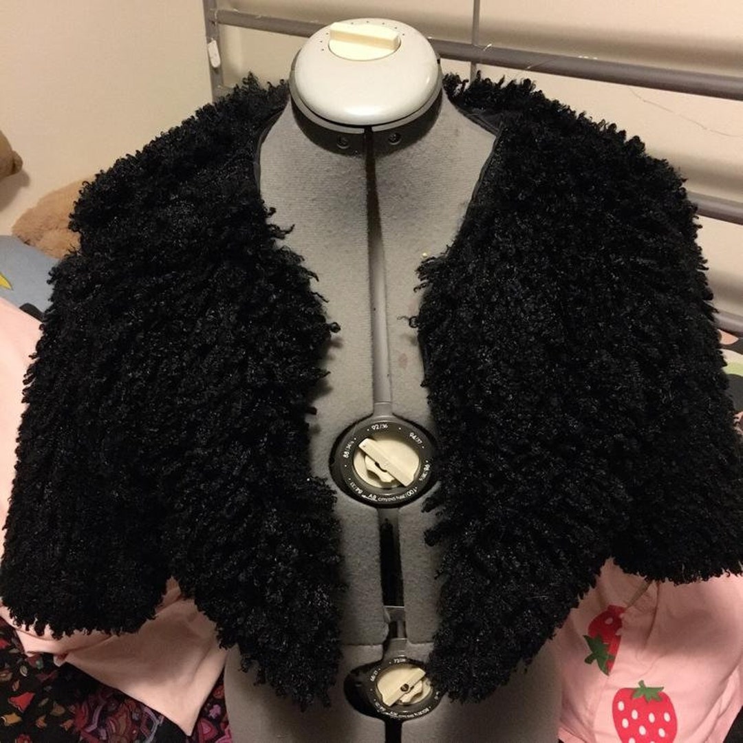Small Handmade Gothic Furry Black Cropped Short Sleeve Jacket - Etsy
