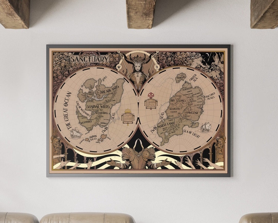 Digital Diablo 4 Vintage Map Poster - Etsy