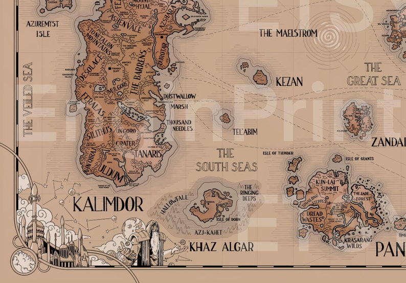 Digital Azeroth World of Warcraft the War Within Vintage Map Poster - Etsy