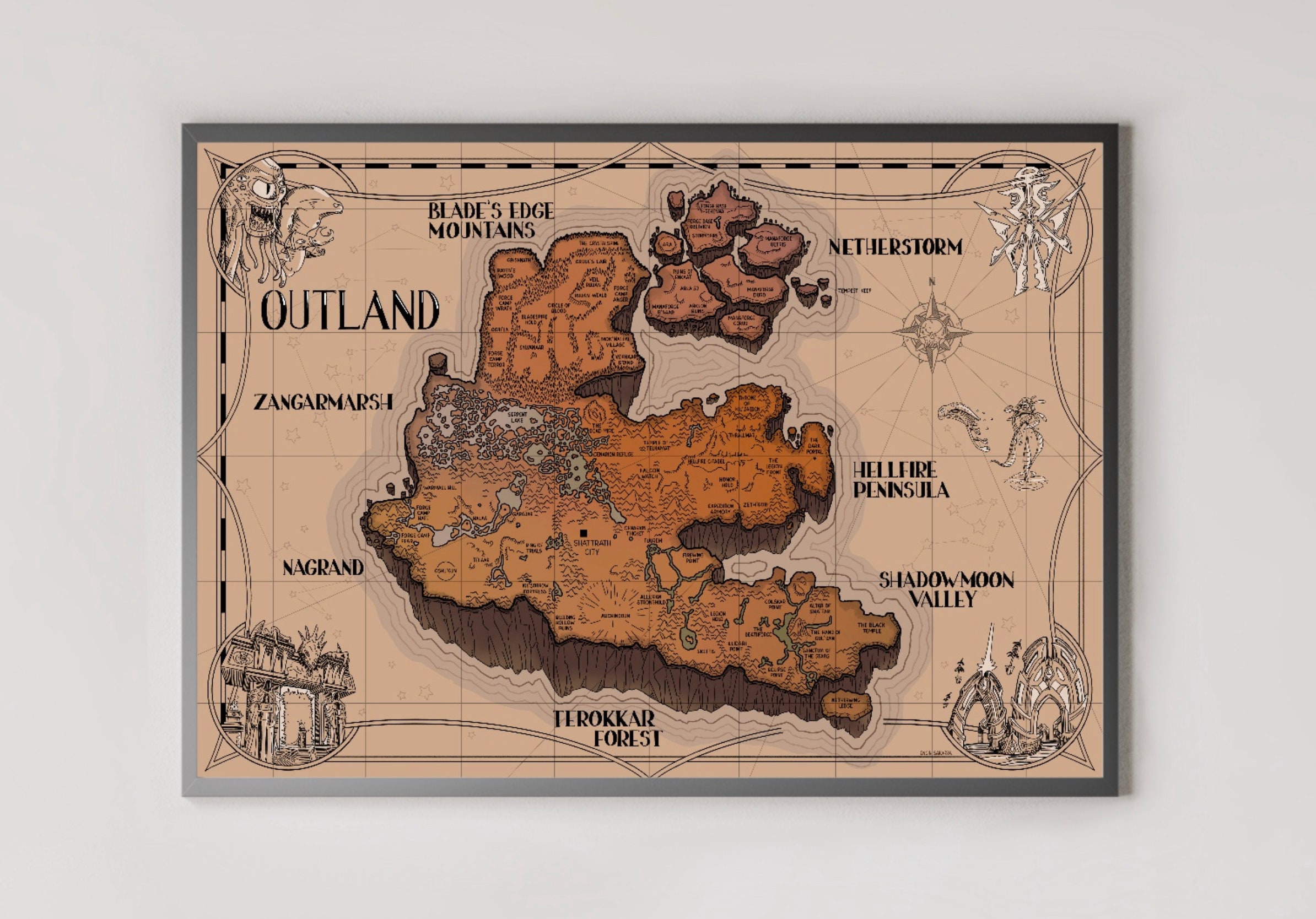 Mapa vintage de Outland World of Warcraft - Etsy Portugal