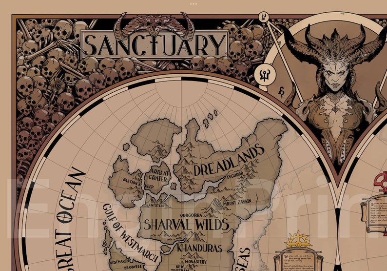 Digital Diablo 4 Vintage Map Poster - Etsy