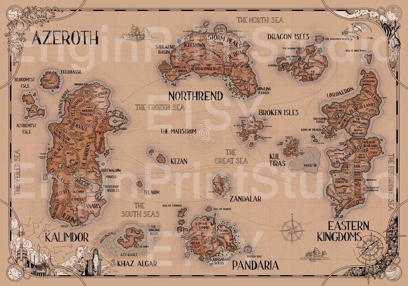 Digital Azeroth World of Warcraft the War Within Vintage Map Poster - Etsy