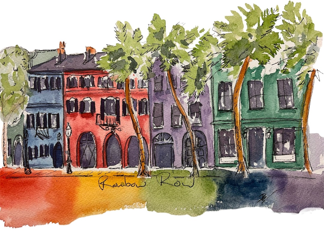 Rainbow Row Print - Etsy