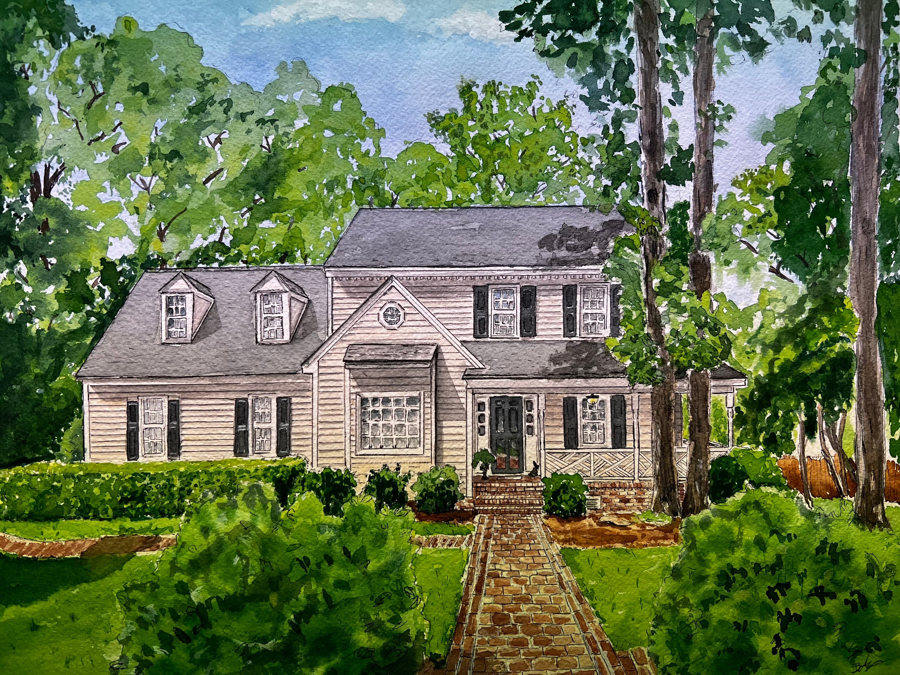 Watercolor Home, Hand Painted, Realtor Painting, House Warming, House ...
