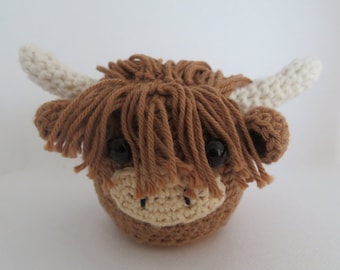 KNITTING PATTERN Highland Cow Choc Orange Cover / 15 Cms Farm Animal ...