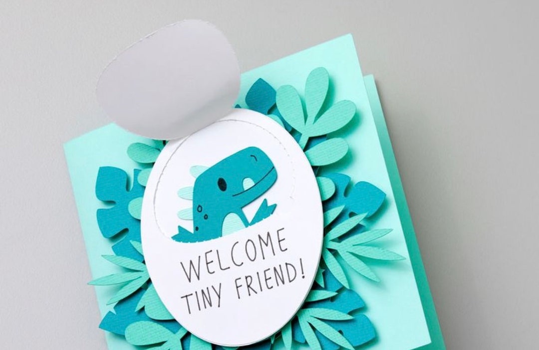 Dinosaur Baby Card New Baby Wishes Baby Dino Welcome Message Cute New ...