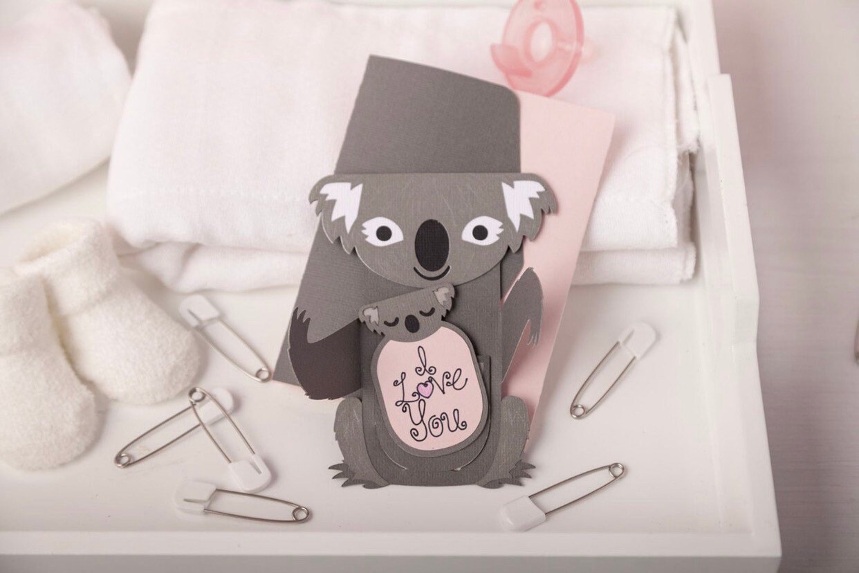 Koala I Love You Card Gender Reveal Card Its a Girl Card - Etsy Canada