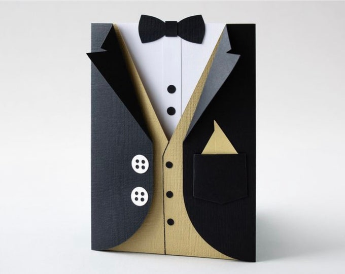 Tuxedo Vest Card | Card for Him | Bachelor Party Card | Card for Groom ...