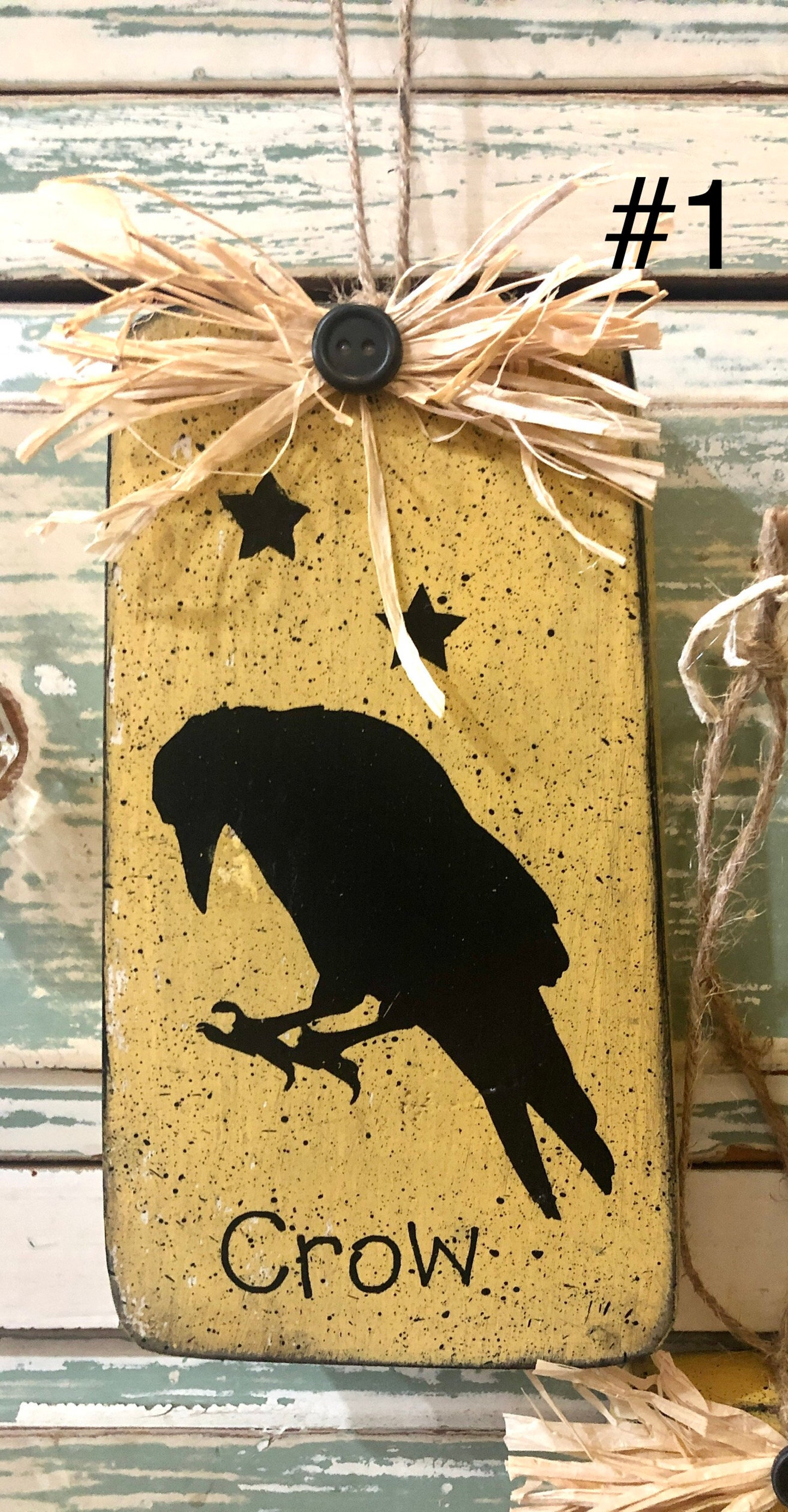 Primitive Crow Sign,primitive Black Crow/raven,rustic Raven,tiered Tray ...