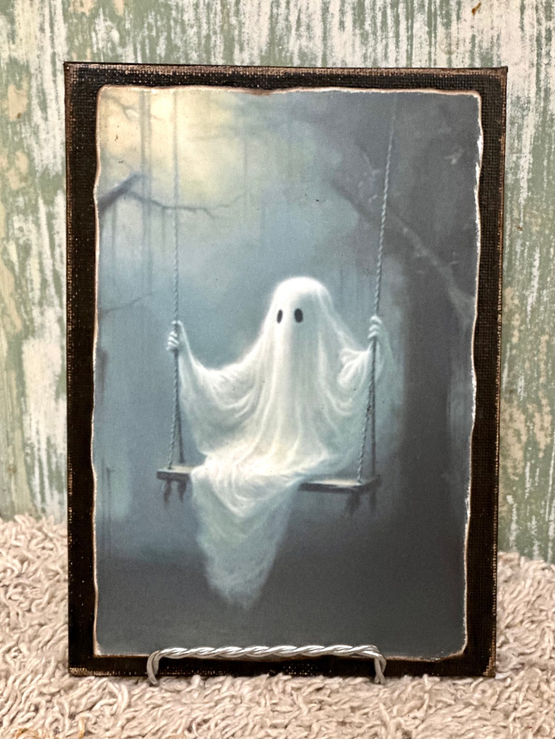 Rustic Ghost Sign,swinging Ghost Print,rustic Halloween Sign,grunge ...