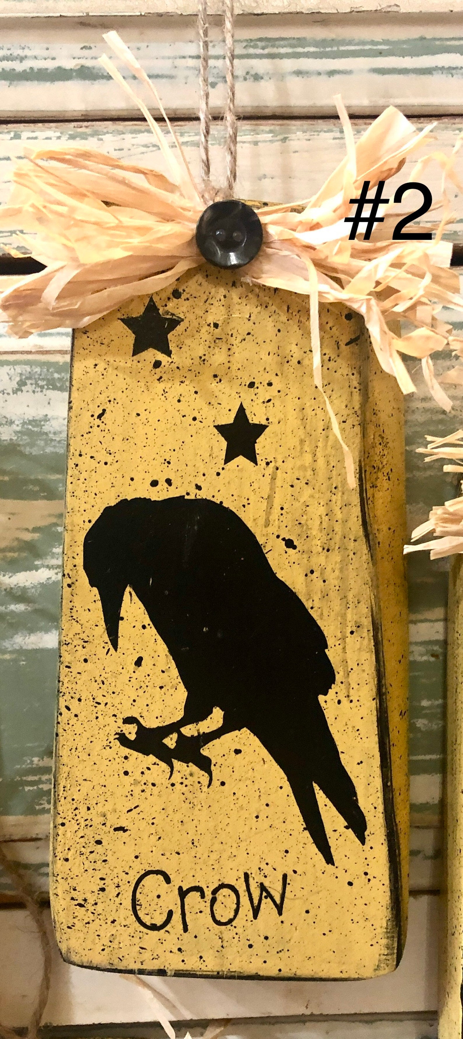 Primitive Crow Sign,primitive Black Crow/raven,rustic Raven,tiered Tray ...