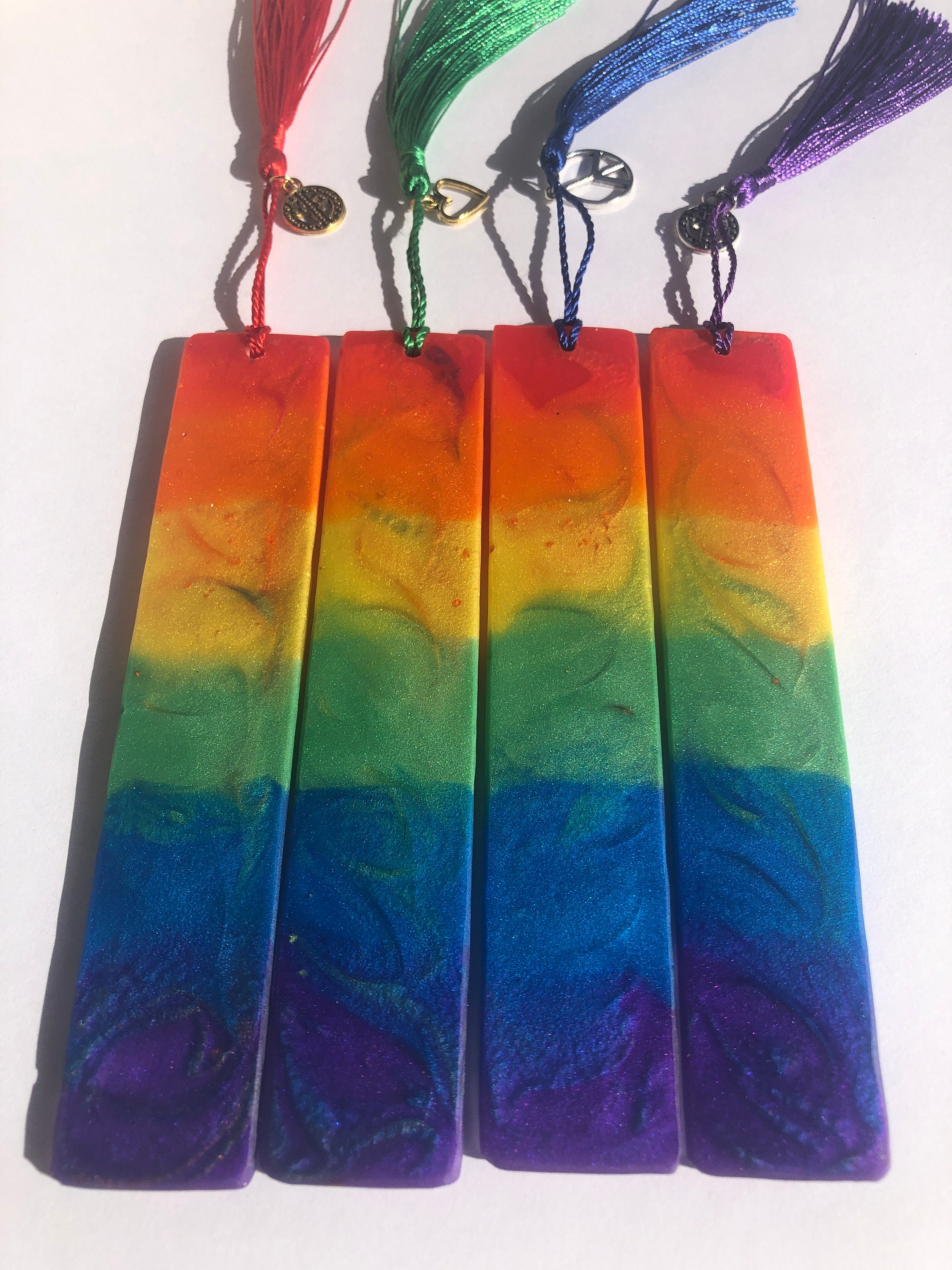 Rainbow BookmarkResin Bookmark RainbowLove BookmarkBook | Etsy