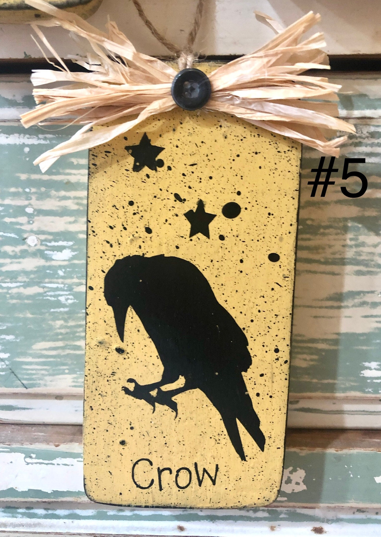 Primitive Crow Sign,primitive Black Crow/raven,rustic Raven,tiered Tray ...