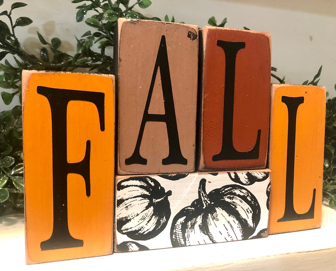 Farmhouse Fall Blocks,fall Tiered Tray,pumpkin Fall Blocks,rustic Fall ...