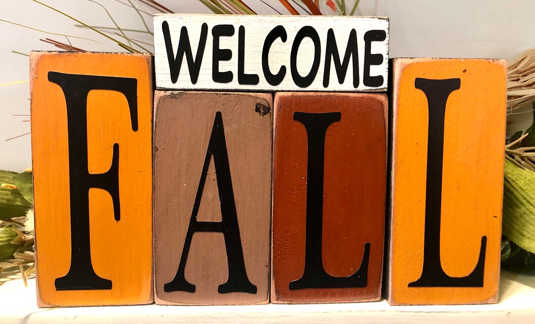 Welcome Fall Blocks,fall Tiered Tray,fall Blocks,rustic Fall,farmhouse ...